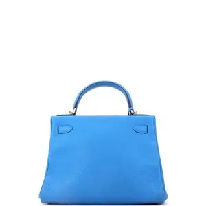 Hermès Kelly Handbag Togo With Gold Hardware 28 - Blue