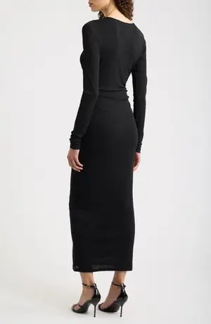 Sam Edelman Side Ruched Long Sleeve Maxi Dress