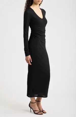 Sam Edelman Side Ruched Long Sleeve Maxi Dress