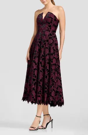 Dress The Population Briella Jacquard Floral Strapless Fit & Flare Dress