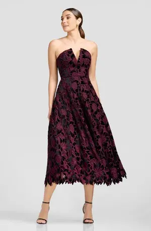 Dress The Population Briella Jacquard Floral Strapless Fit & Flare Dress