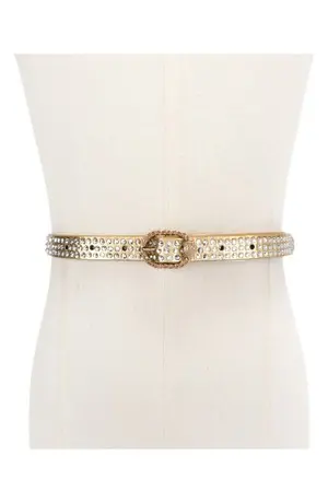Kurt Geiger Mayfair Crystal Embellished Metallic Leather Belt