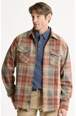 JACHS Knit Flannel Button-up Shirt - Brown