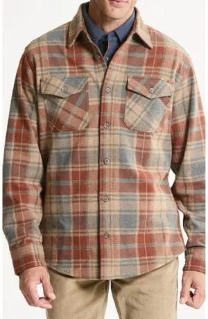 JACHS Knit Flannel Button-up Shirt - Brown