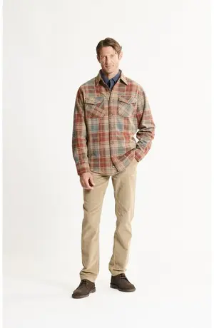 JACHS Knit Flannel Button-up Shirt - Brown