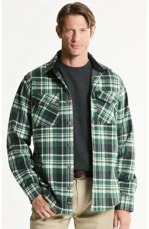 JACHS Knit Flannel Button-up Shirt Green