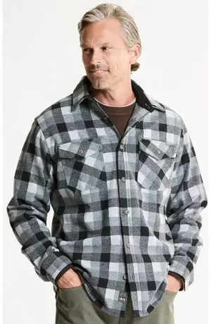 JACHS Knit Flannel Button-up Shirt Grey