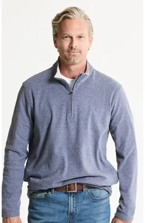 JACHS Ultra Soft Heather Pullover Quarter Zip Blue