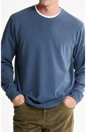 JACHS Ultra Soft Heather Knit Crewneck Sweatshirt - Navy