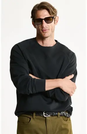 JACHS Micro Stripe Raglan Crewneck Black