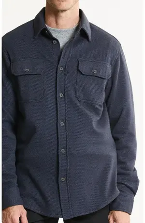JACHS Stretch Twill Utility Overshirt - Navy