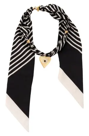 PANACEA Heart Scarf Necklace - Black