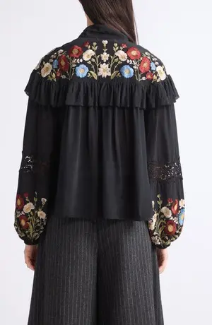 Sea Ruwa Embroidered Tie Neck Top
