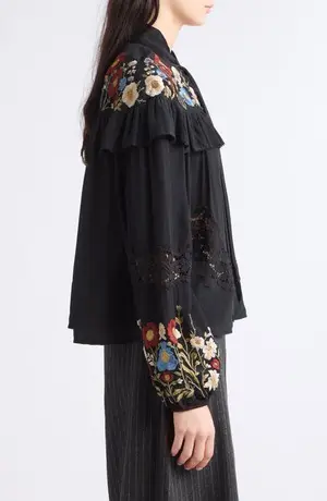 Sea Ruwa Embroidered Tie Neck Top
