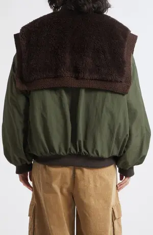 Sea Marta Genuine Shearling Combo Bomber Jacket