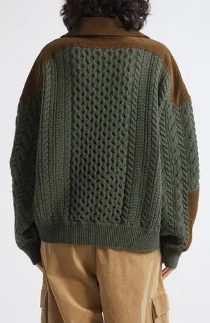 Sea Allen Cable Half Zip Double Layer Sweater