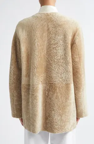 Eleventy Collarless Genuine Shearling Coat