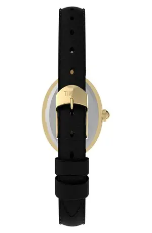 Timex® Cavatina Luxe Leather Strap Watch - Black