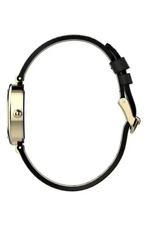 Timex® Cavatina Luxe Leather Strap Watch - Black