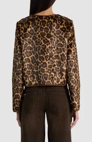 Alice + Olivia Alma Leopard Print Faux Fur Jacket
