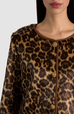 Alice + Olivia Alma Leopard Print Faux Fur Jacket