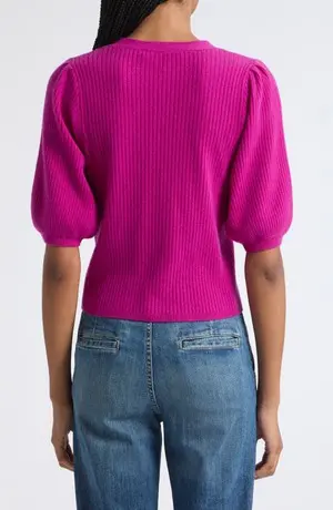 Ramy Brook Cassidee Puff Sleeve Cashmere Sweater