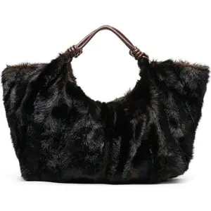 Dolce Vita Lilee Faux Fur Hobo Bag - Black/brown