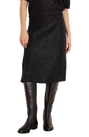 NIC+ZOE Anytime Sequin Knit Skirt - Black Onyx