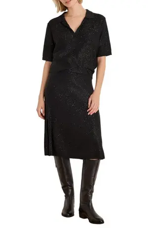 NIC+ZOE Anytime Sequin Knit Skirt - Black Onyx
