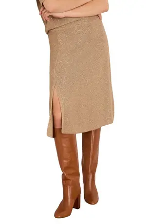 NIC+ZOE Anytime Sequin Knit Skirt Chinchilla