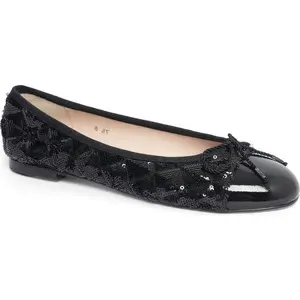 PAUL MAYER ATTITUDES Best Cap Toe Ballet Flat Black Sequin