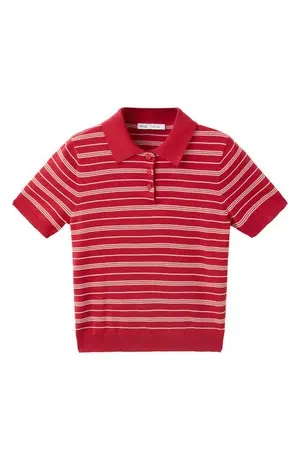 Mango Stripe Polo Sweater - Red