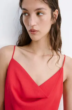 Mango Cowl Neck Slipdress - Red