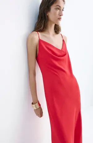Mango Cowl Neck Slipdress - Red
