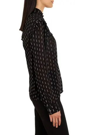 NIC+ZOE Mayfair Nights Ruffle Chiffon Shirt