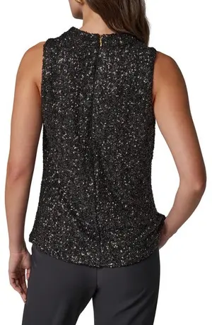 Donna Karan New York Sequin Sleeveless Cowl Neck Top