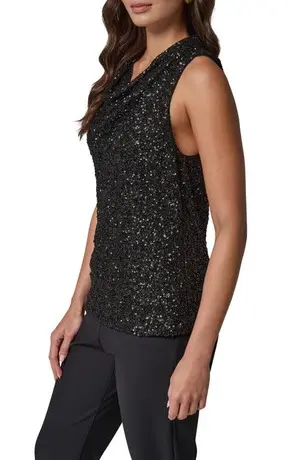 Donna Karan New York Sequin Sleeveless Cowl Neck Top