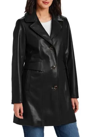 Gallery Faux Leather Coat Black