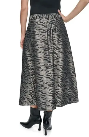 Dkny Front Zip Jacquard Midi Skirt