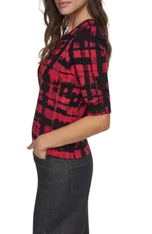 Dkny Plaid Sweater - Red/blk Pl