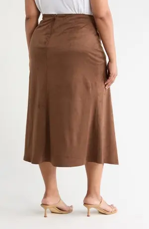 CITY BLUES Faux Leather Asymmetrical Midi Skirt