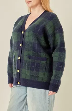 English Factory Check Cardigan