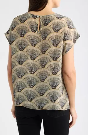APNY Print Cap Sleeve Shell - Gilded Charcoal