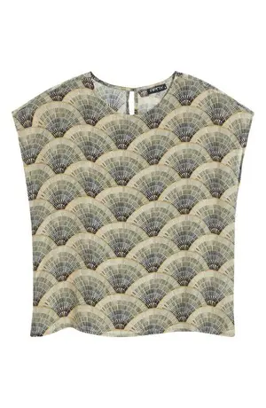 APNY Print Cap Sleeve Shell - Gilded Charcoal
