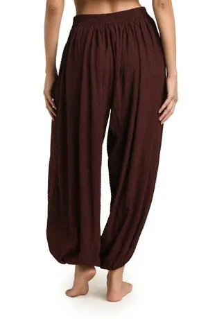 La Blanca Puckered Up Crochet Detail Cover-up Balloon Pants - Java
