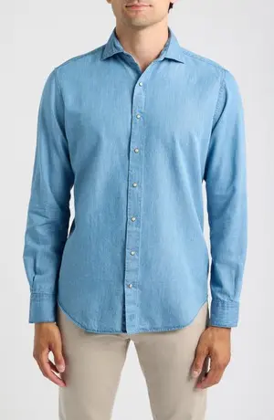 Johnnie-o Chambray Snap Long Sleeve Shirt