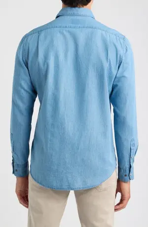 Johnnie-o Chambray Snap Long Sleeve Shirt