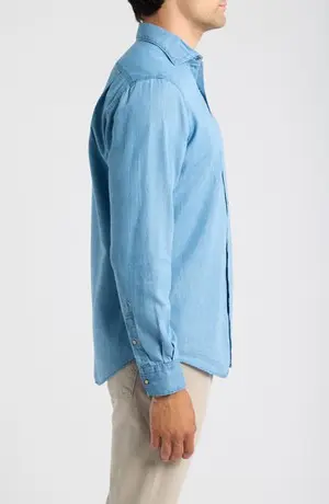 Johnnie-o Chambray Snap Long Sleeve Shirt