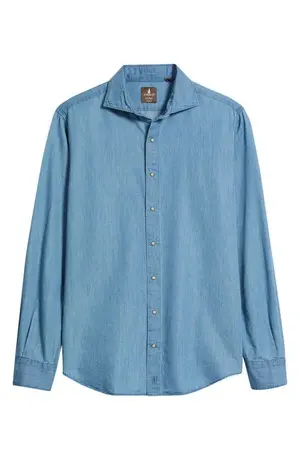 Johnnie-o Chambray Snap Long Sleeve Shirt