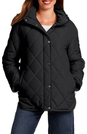Gallery Quilted Stand Collar Jacket - Black